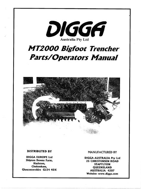 Operators Parts Manual Trencher Digga Pdf