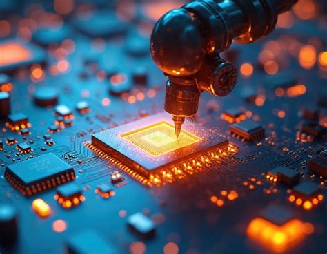 Robotic Process For Manufacturing Chip And Processor Components Stock Image Image Of