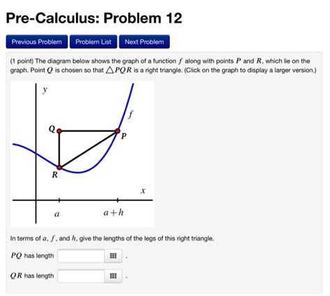 Solved Pre Calculus Problem 12 Previous Problem Problem