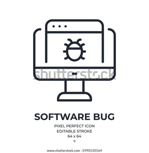 Software Bug Concept Editable Stroke Outline เวกเตอร์สต็อก ปลอดค่า