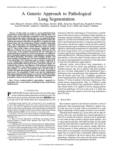 Pdf A Generic Approach To Pathological Lung Segmentation