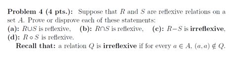 Solved Suppose That R And S Are Reflexive Relations On A Set