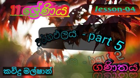 11 ශ්‍ර්‍ණිය 4 පාඩම වර්ගඵලය Part 5 Youtube