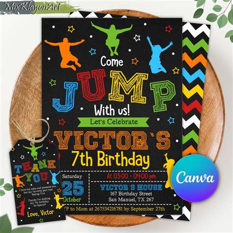 Invitación Editable Para Fiesta De Saltos Invitación De Cumpleaños En