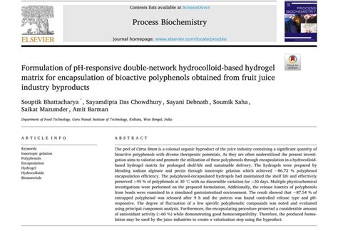 Dr Souptik Bhattacharya On Linkedin Publication Foodtechnology