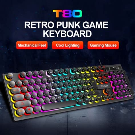T Wolf T80 Retro Punk RGB Gaming Keyboard Black Lazada PH