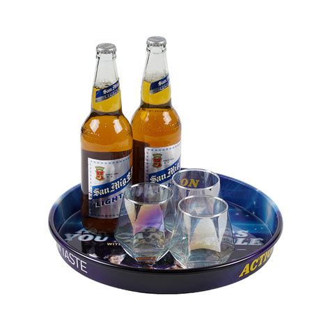 Restaurant Round Metal Bar Beer Serving Tray