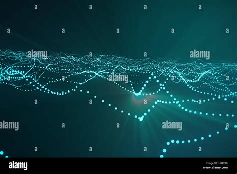 3d Rendering Abstract Polygonal Wave Background With Connecting Dots