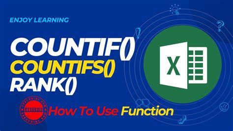 How To Use Excel Function Countif Countifs Rank Function Excel