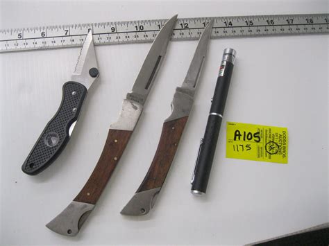 Laser Pointer And 3 Folding Knives