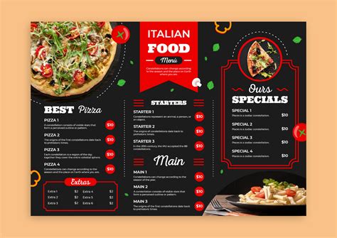 pizza menu table a4 card template postermywall 52 off
