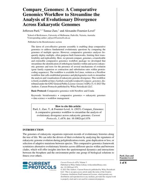 Pdf Comparegenomes A Comparative Genomics Workflow To Streamline