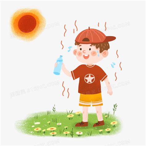 手绘卡通口渴喝水的人插画免抠元素图片免费下载 PNG素材 编号1m9ir7mol 图精灵