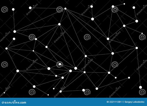 Abstract Black Bright Technology Vector Background Low Poly Molecule And Communication
