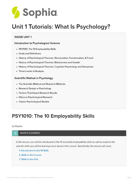 Unit 1 Tutorials What Is Psychology Pdf