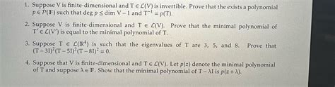 Suppose V ﻿is Finite Dimensional And Tinl V ﻿is
