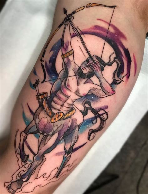 Sagittarius Tattoo For Men On The Arm And On The Shoulder On The Leg