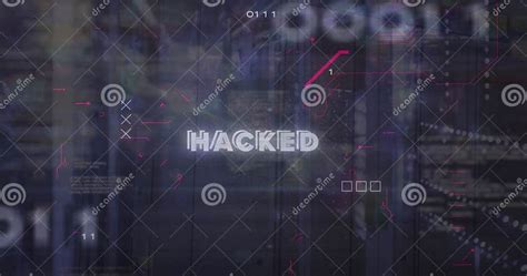 Image Of Hacked Text Binary Codes And Computer Language Circuit Board