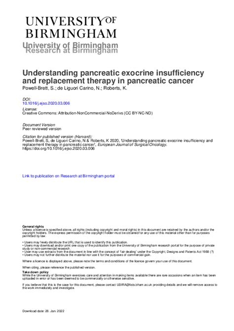 Pdf Understanding Pancreatic Exocrine Insufficiency And Replacement