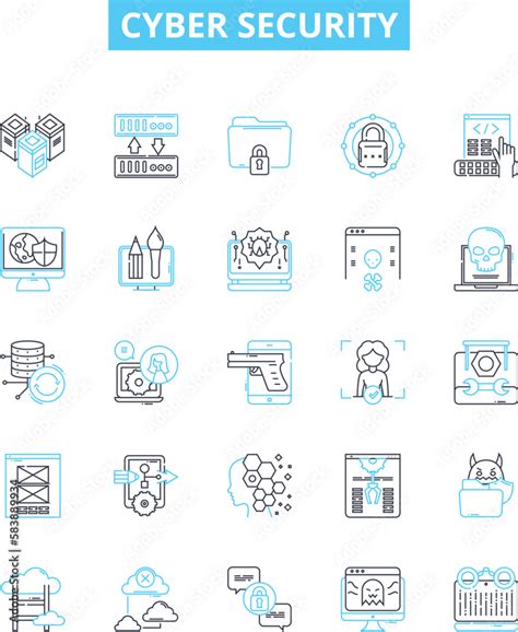 Cyber Security Vector Line Icons Set Cybersecurity Cybercrime