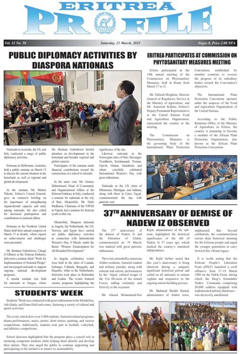 Eritrea Profile 22 March 2025 Eritrea Ministry Of Information