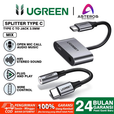 Jual UGREEN Audio Converter Splitter Type C To Dual Jack Mm Support Music CALL Shopee