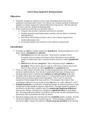 Lab 2 Data Analysis Docx Lab 2 Data Analysis Interpretation Objectives This Lab Is