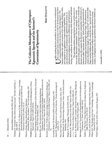 Pdf The Collective Monologues Of Cyberspace Egocentric Speech And The