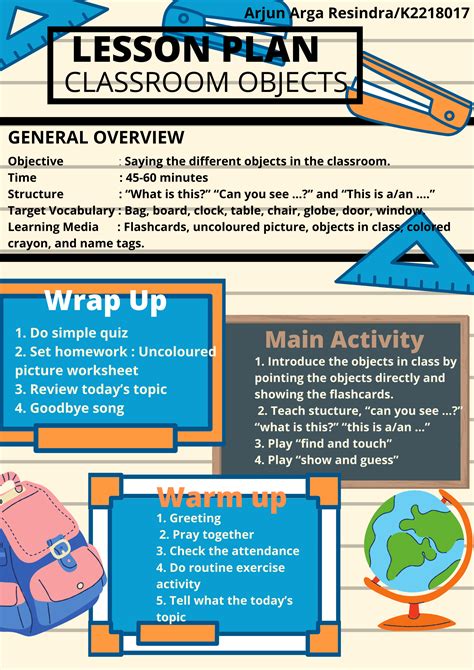 Lesson Plan About Classroom Objects Lesson Plans Ells Class