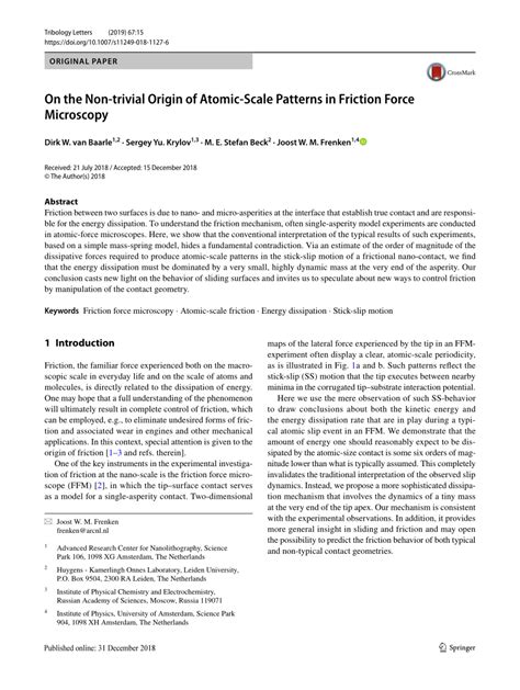 Pdf On The Non Trivial Origin Of Atomic Scale Patterns In Friction Force Microscopy