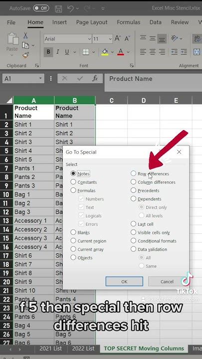 Excel Tip And Secret To Find The Differences And Compare Lists Youtube
