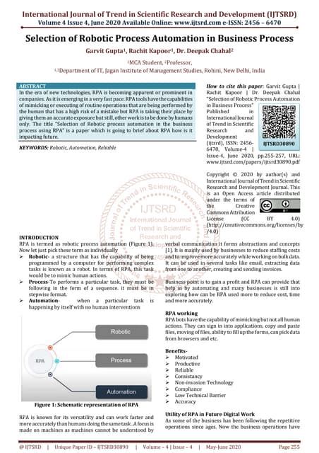 Selection Of Robotic Process Automation In Business Process Pdf