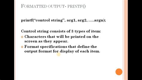 Formatted Input And Output Statements In C Programming Language Youtube