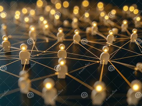Small Figures Connected By Lines Form Network Interaction Collaboration Highlighted Stock