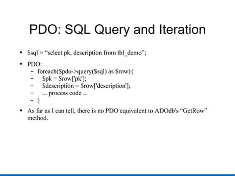 Adodb Pdo Presentation Ppt
