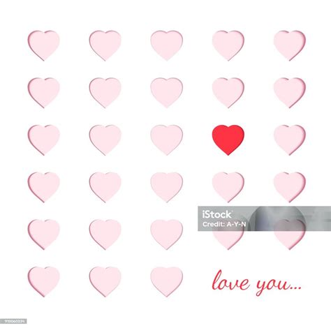 새겨진된 핑크 하트와 1 개의 다른 레드 심장 Scrapbooking 종이 카드 종이 접기 Papercut 개념과 발렌타인 아이디어 벡터 아트와 일러스트 레이 션 인사말