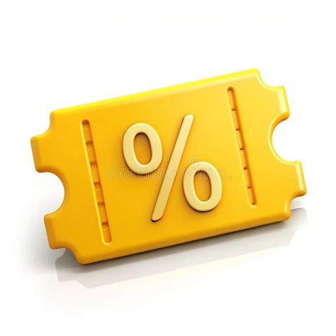 Yellow Ticket With Percent Symbol 3d Icon On White Background Stock Yellow Ticket With Percent Symbol 3d Icon On White Background Stock
