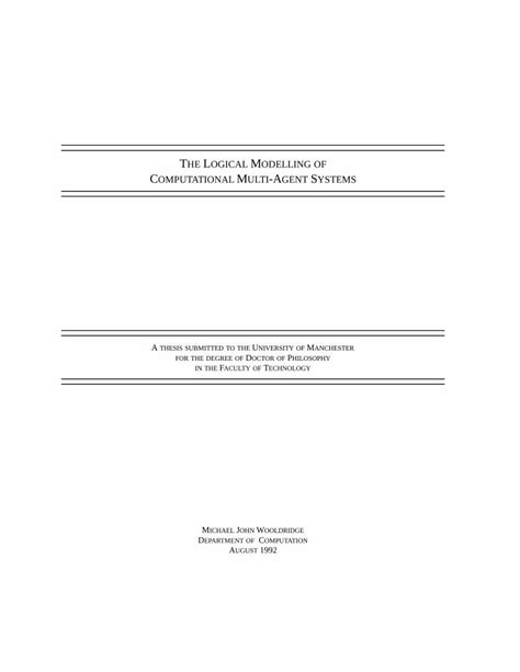 Pdf T Logical Modelling Of Multi Agent Systems Dokumentips