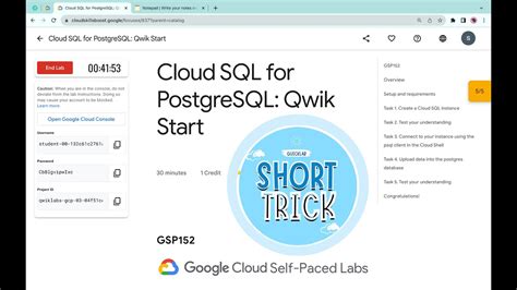 cloud sql for postgresql qwik start qwiklabs gsp152 [with explanation🗣️] youtube