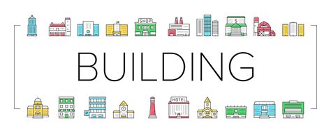 Building Architecture Collection Icons Set Vector 19002623 Vector Art At Vecteezy