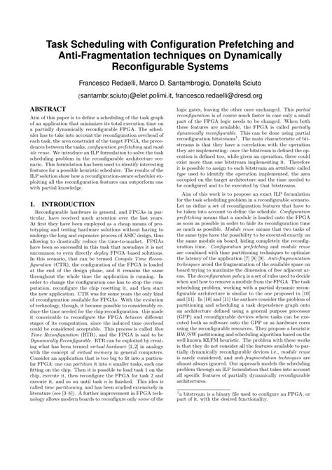 Pdf Task Scheduling With Configuration Prefetching And Anti Fragmentation Techniques On