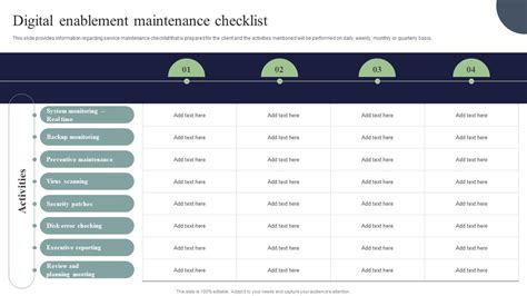 Digital Enablement Maintenance Checklist Digital Marketing And Technology Checklist Ppt Slide