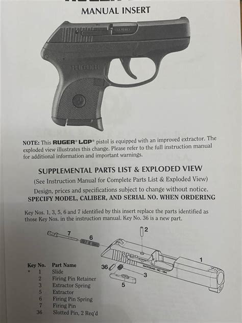 Ruger Lcp Manual Insert R Ruger