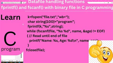 Data File Handling Function Fscanf And Fprintf With Binary File In C Programmingpart 5