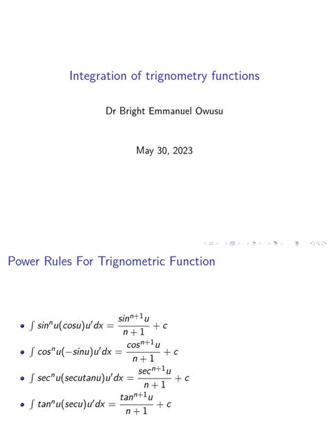 Trignometry Integration Pdf