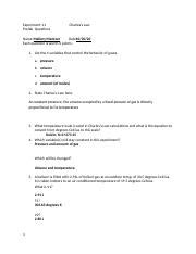Experiment 11 Prelab Questions Edited Docx Experiment 11 Prelab Questions Charles S Law Name