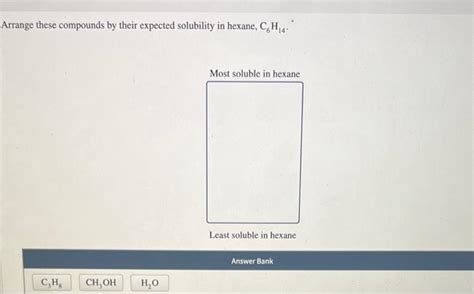 Solved Arrange These Compounds By Their Expected Solubility