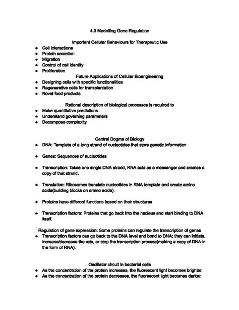 Summary Of Cellular Bioengineering Unit Bmeg 101 Studocu