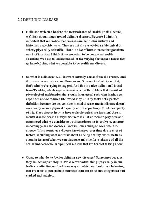 22 Defining Disease 2 Defining Disease Hello And Welcome Back To The Determinants Of Health