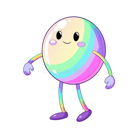 Rainbow Candy Character With Arms And Legs Cartoon Illustration On